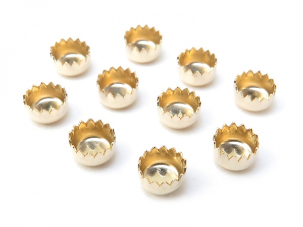 14K Gold Round Serrated Bezel Cup Setting 3mm