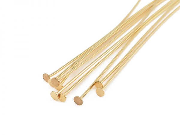 Gold Plated Silver Vermeil Fancy Head Pin ~ 22ga ~ 60mm