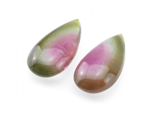 Watermelon Tourmaline Smooth Pear 14mm ~ PAIR