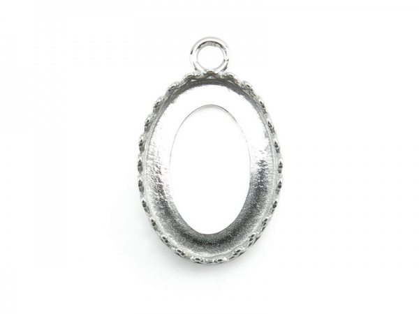Sterling Silver Gallery Wire Oval Bezel Pendant 18mm x 13mm
