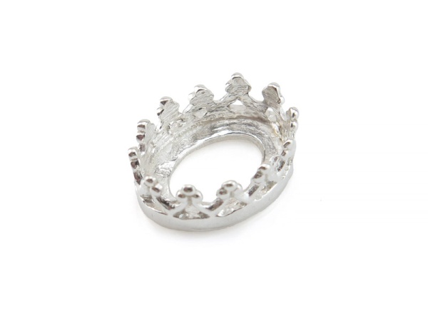 Sterling Silver Ring with Oval Gallery Wire Bezel Cup 8mm x 6mm ~ Size R