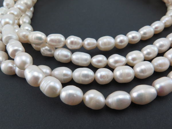 Freshwater Pearl Ivory Rice Beads 10-11mm ~ 16" Strand