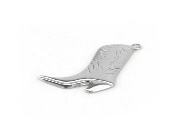 Sterling Silver Cowgirl Boot Pendant 20mm