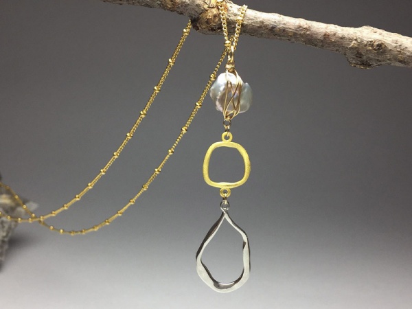 Sterling Silver Abstract Pear Pendant 24mm