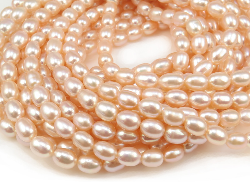 Freshwater Pearl Peach Rice Beads 7mm ~ 16" Strand