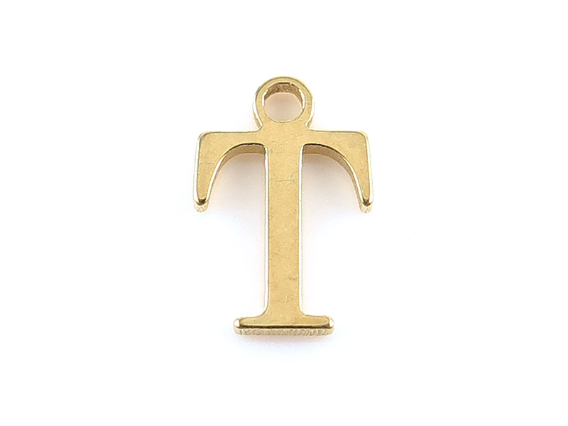 Gold Plated Silver Alphabet Charm ~ T