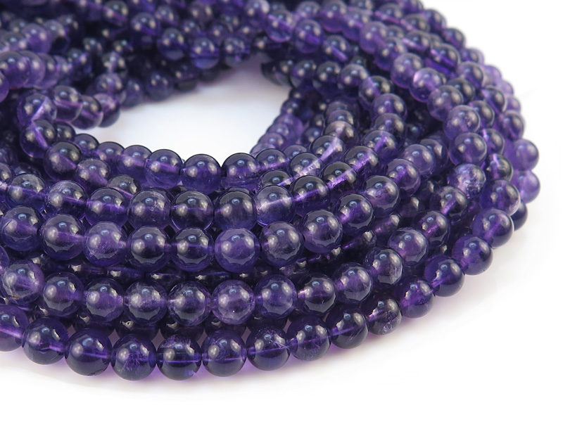 Amethyst Smooth Round Beads ~ Various Sizes ~ 15" Strand