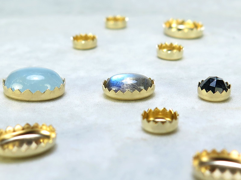 14K Gold Round Serrated Bezel Cup Setting 3mm