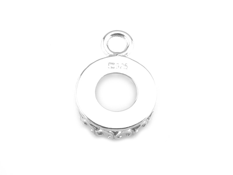 Sterling Silver Gallery Wire Round Bezel Pendant 8mm