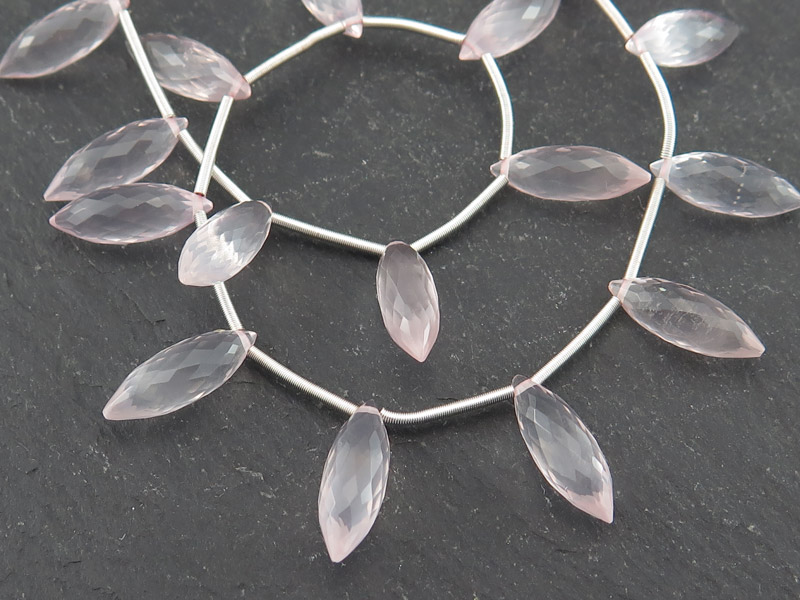 AAA Rose Quartz Micro-Faceted Dew Drop Briolette ~ Various Sizes ~ SINGLE