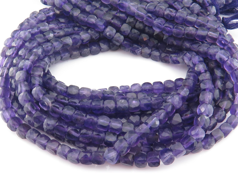 AA Amethyst Faceted Cube Beads 4.5mm ~ 12" Strand