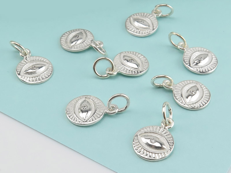 Sterling Silver Eye Charm 9mm