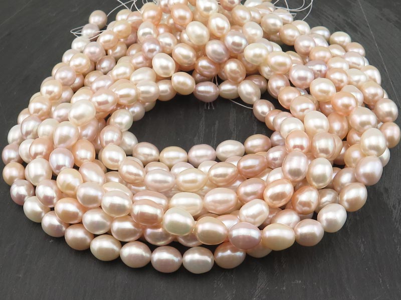 Freshwater Pearl Mixed Colour Rice Beads 12mm ~ 16" Strand