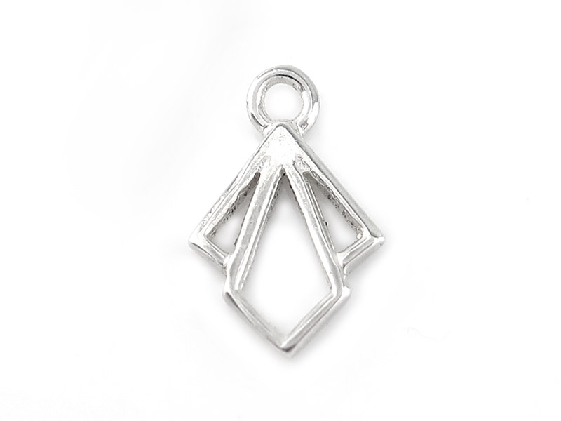 Sterling Silver Deco Diamond Charm 11mm
