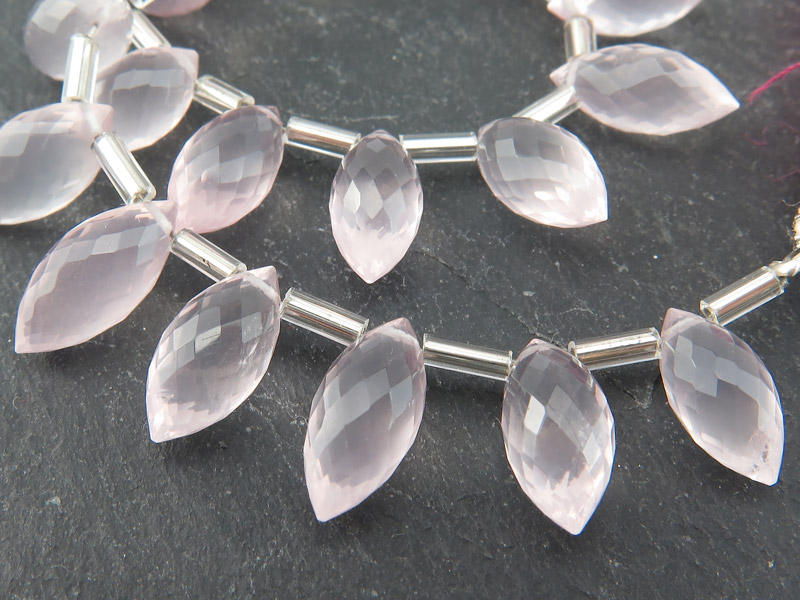 AAA Rose Quartz Faceted Dew Drop Briolettes 9-13mm ~ 8" Strand
