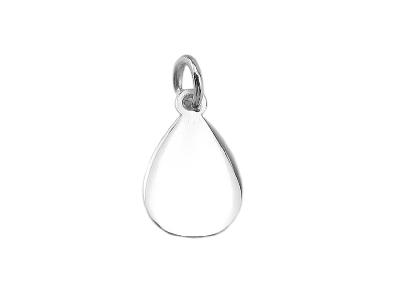 Sterling Silver Flat Teardrop Charm 12mm