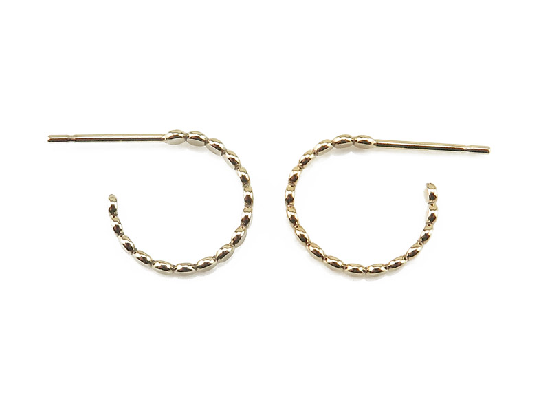 Gold Filled Beaded Hoop Ear Post 12mm ~ PAIR