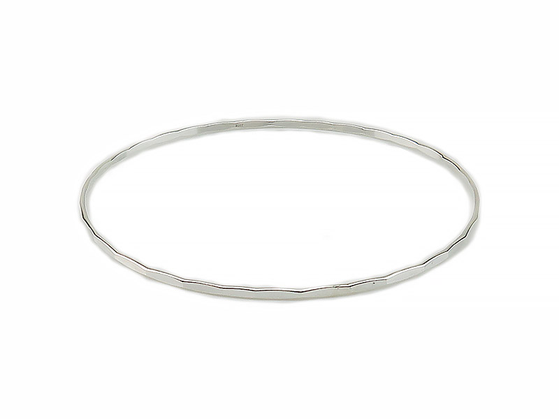 Sterling Silver Hammered Wire Bangle ~ 7.5"