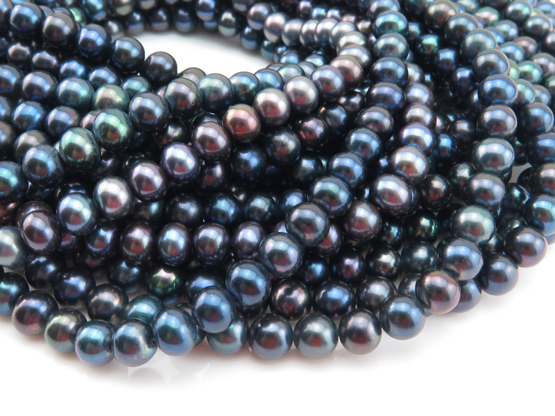 Freshwater Pearl Peacock Off Round Beads 6-6.5mm ~ 16" Strand