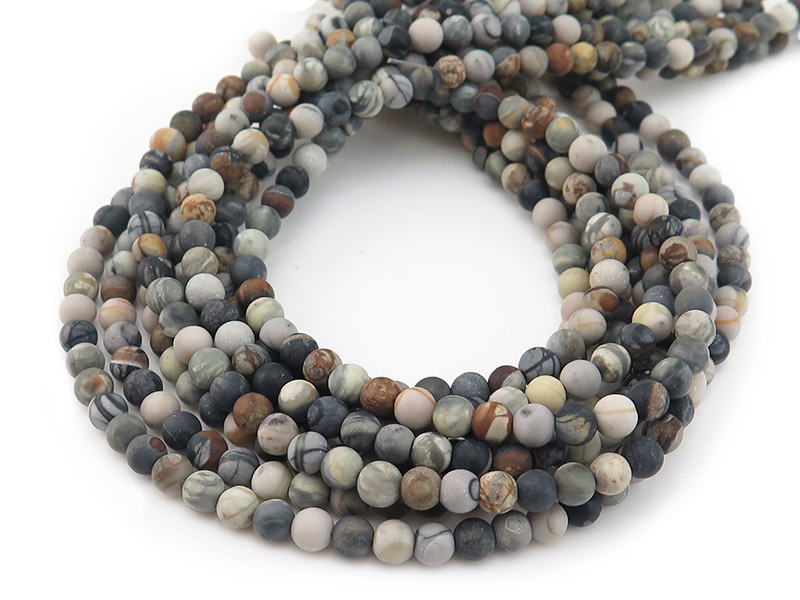 Picasso Jasper Matt Round Beads 6mm ~ 15" Strand