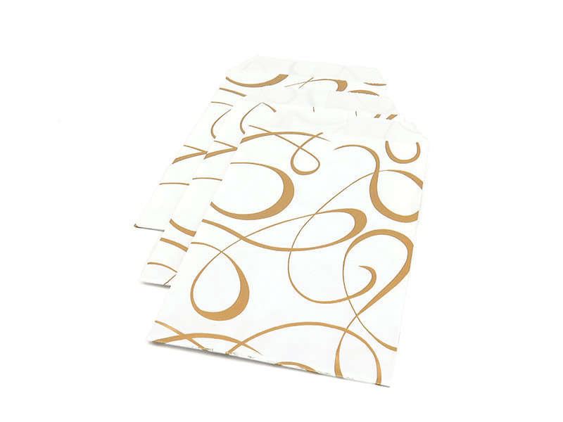 Paper Bag ~ White/Gold Scroll ~ 12cm x 7cm