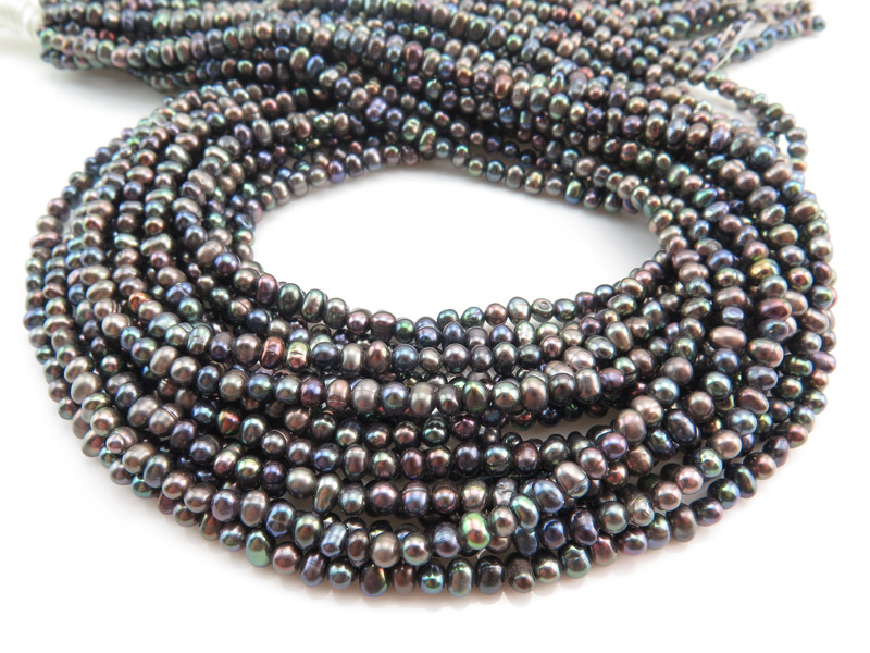 Freshwater Pearl Peacock Potato Beads 4mm ~ 16" Strand