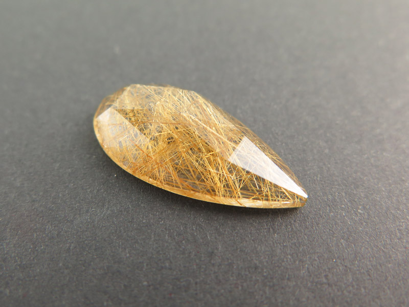 Golden Rutilated Quartz Rose Cut Pear Cabochon 25.5mm