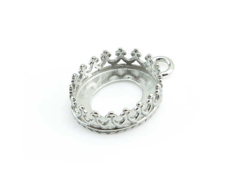 Sterling Silver Gallery Wire Oval Bezel Pendant 12mm x 10mm