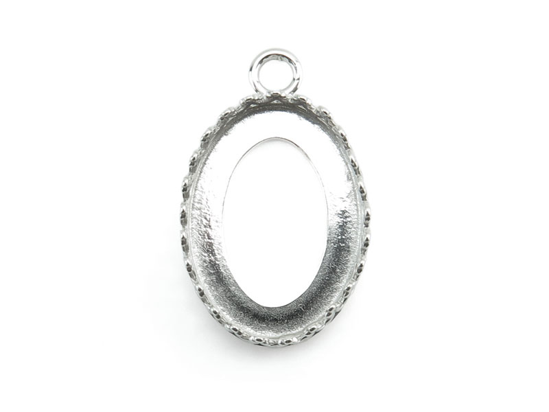 Sterling Silver Gallery Wire Oval Bezel Pendant 18mm x 13mm