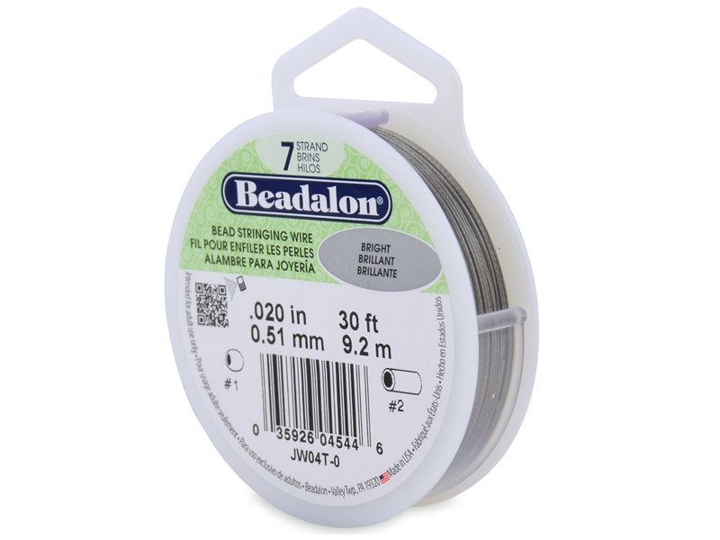 Beadalon 7 Strand Stringing Wire 0.020" (0.51mm) - Bright - 30 Feet