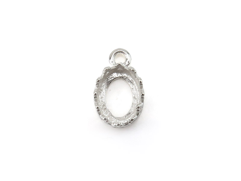 Sterling Silver Gallery Wire Oval Bezel Pendant 8mm x 6mm