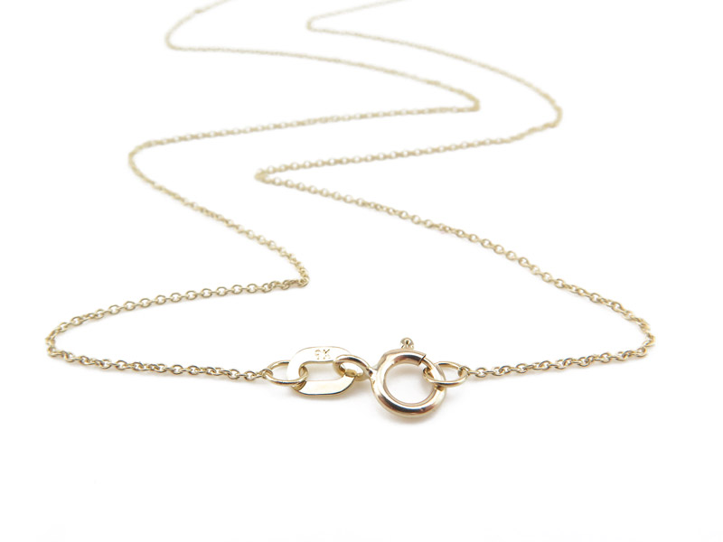 9K Gold Cable Chain Necklace (1mm) with Spring Clasp ~ 18"