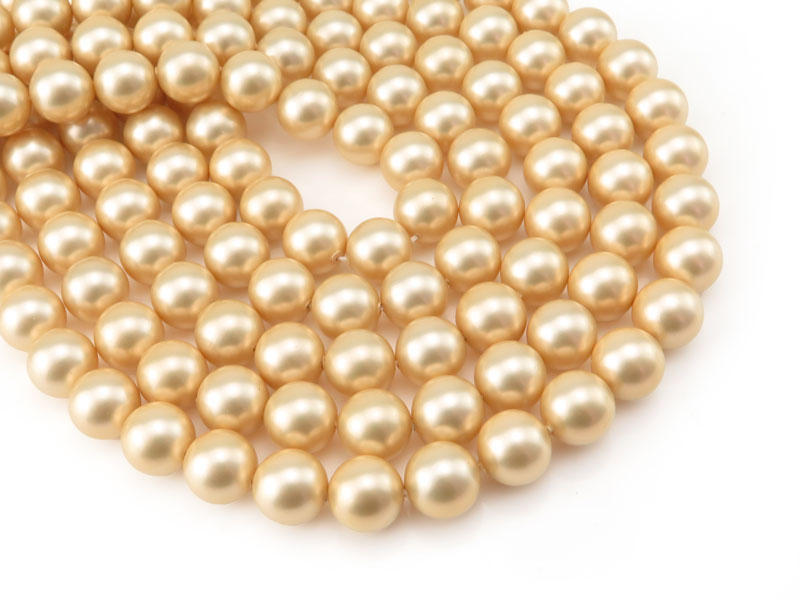 Shell Pearl Golden Round Beads 10mm ~ 16" Strand