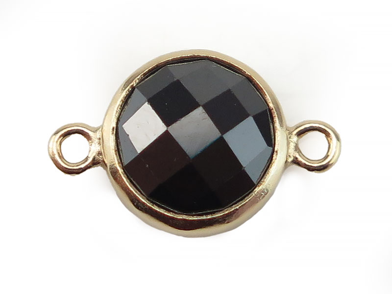 Cubic Zirconia Gold Filled Connector ~ Black ~ 6mm