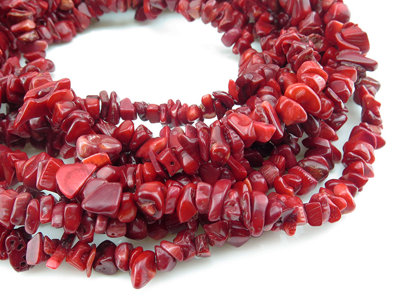 Bamboo Coral Smooth Chip Beads ~ 32" Strand