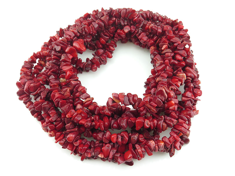 Bamboo Coral Smooth Chip Beads ~ 32" Strand