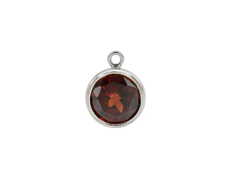 Sterling Silver Garnet Charm 6mm