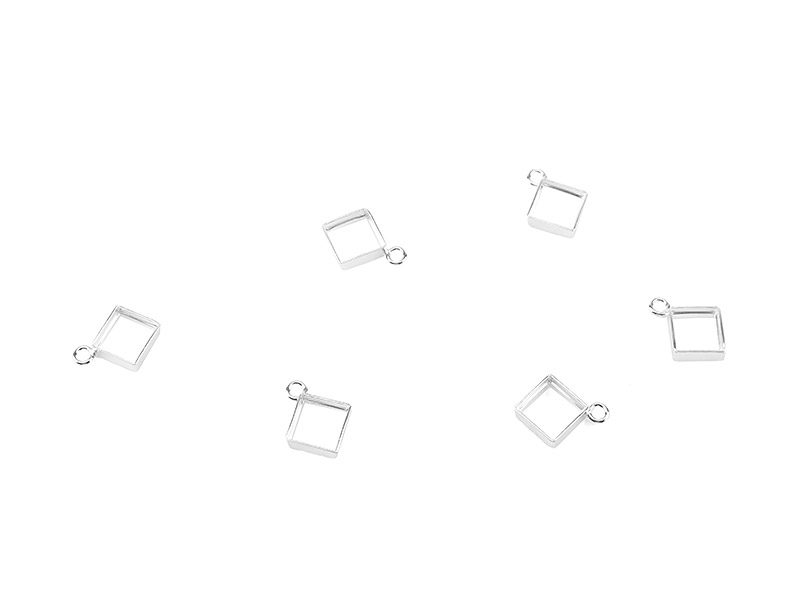 Sterling Silver Square Bezel Charm 4mm