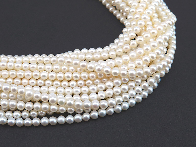 Freshwater Pearl White Off-Round Beads 4mm ~ 16" Strand