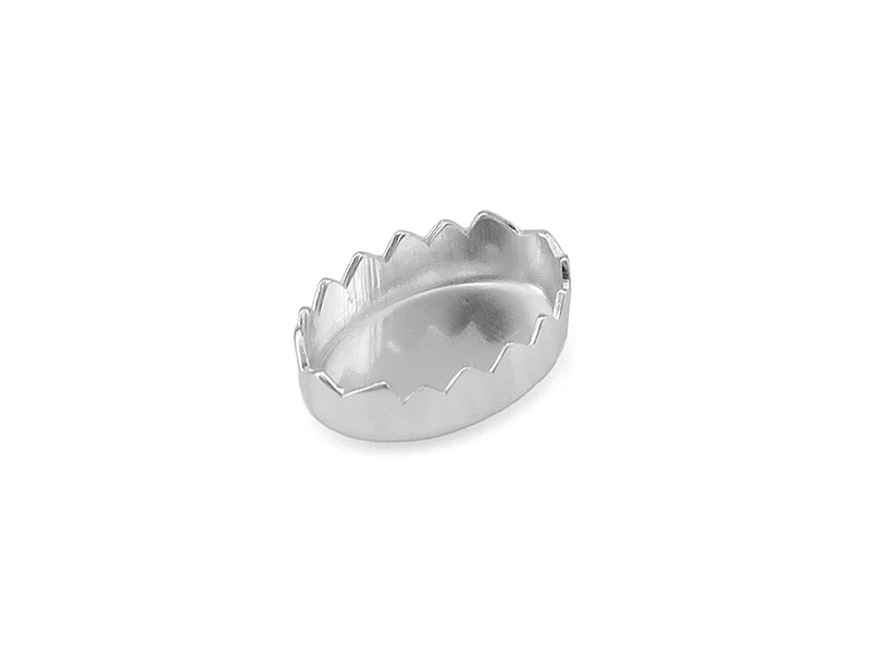 Fine Silver Serrated Oval Bezel Cup Setting 6mm x 4mm