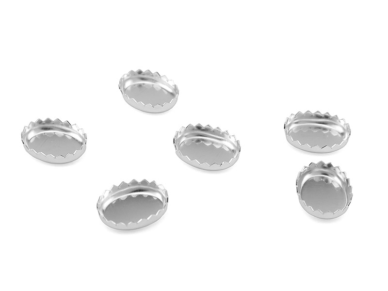 Fine Silver Serrated Oval Bezel Cup Setting 8mm x 6mm