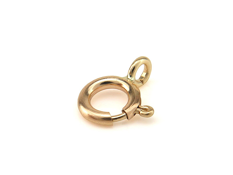 14K Gold Spring Ring Clasp w/Open Ring 7mm