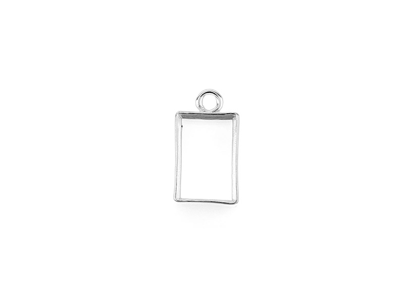 Sterling Silver Rectangle Bezel Setting Charm 6mm x 4mm