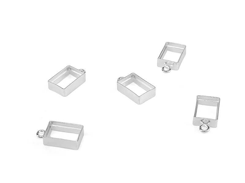 Sterling Silver Rectangle Bezel Setting Charm 6mm x 4mm