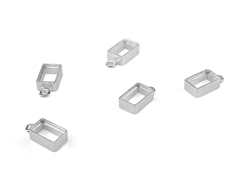 Sterling Silver Rectangle Bezel Setting Charm 5mm x 3mm