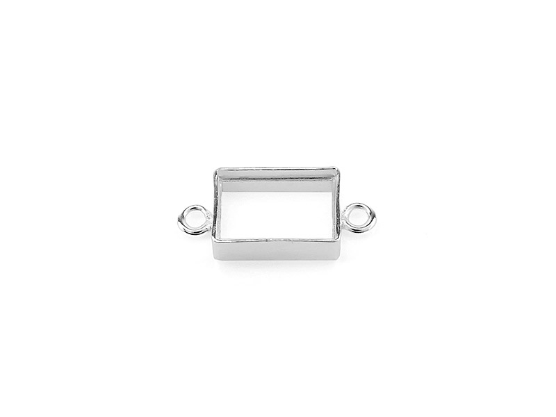 Sterling Silver Rectangle Bezel Connector 6mm x 4mm