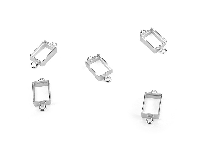 Sterling Silver Rectangle Bezel Connector 6mm x 4mm