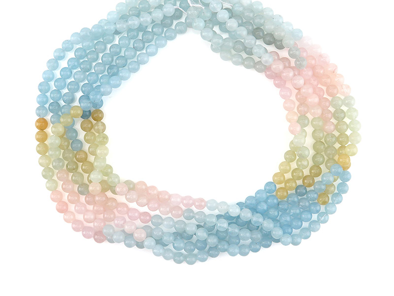 Multi-Beryl Smooth Round Beads 6.25-6.75mm ~ 15.5" Strand
