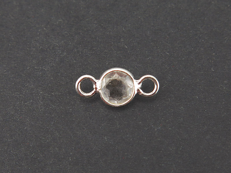 Sterling Silver Crystal Quartz Connector 4mm