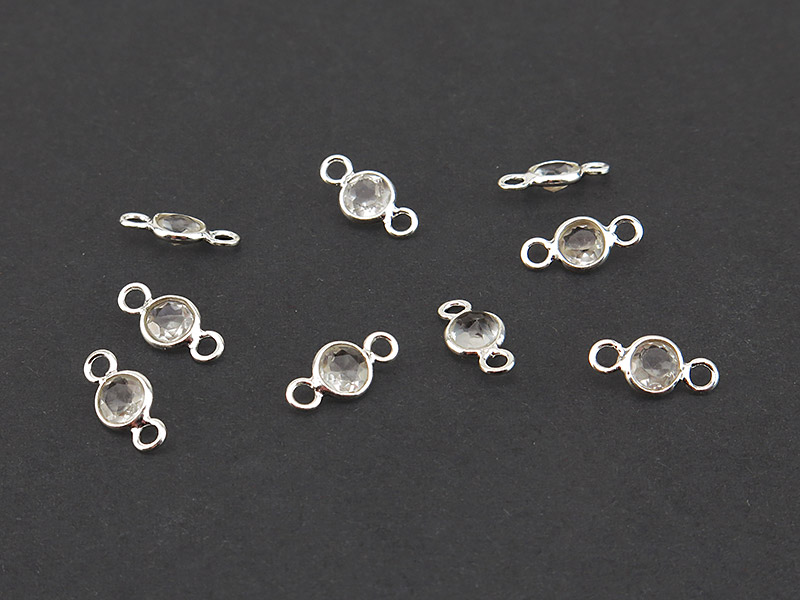 Sterling Silver Crystal Quartz Connector 4mm